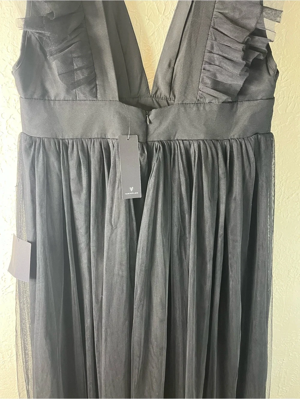 Lulus | Dresses | Lulus Simply Delighted Black Mesh Ruffled Backless ...